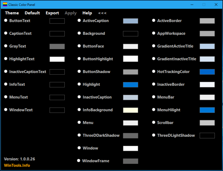 Classic Color Panel — утилита для замены цвета шрифтов и фона системных ...