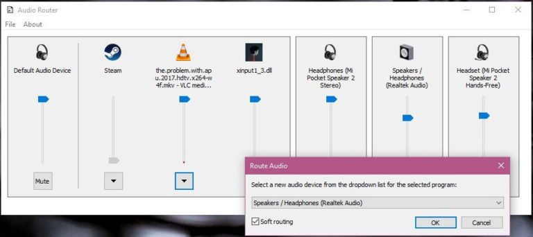 Как с помощью утилиты Audio Router привязать приложение к конкретному аудиоустройству