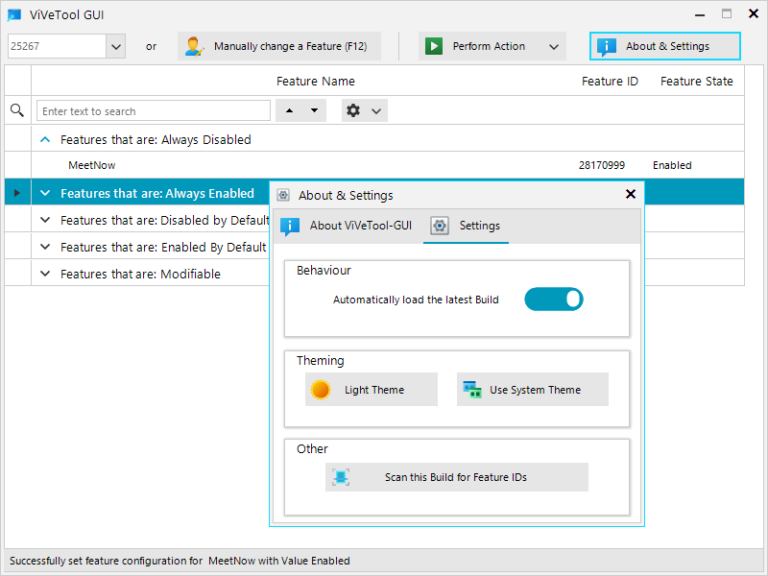 ViVeTool GUI — та же ViVeTool, но с графическим интерфейсом