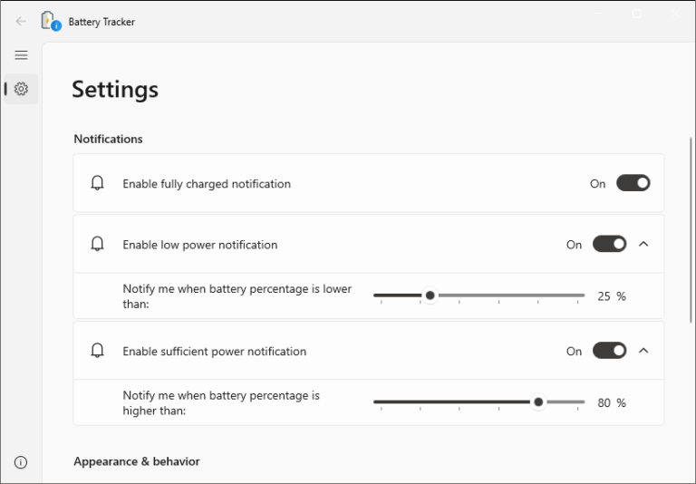 BatteryBar и Battery Tracker – сведения о батареи в Windows 10 и 11